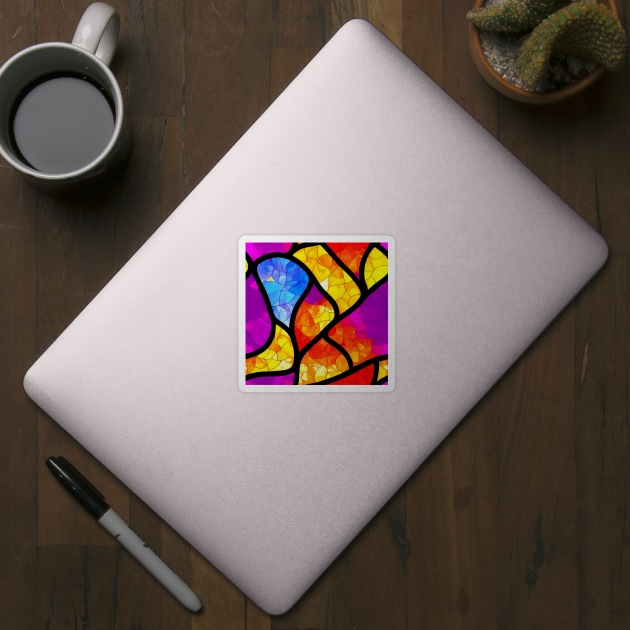Vibrant Abstract Art - Stained Glass Design Pattern - Stained Glass - Sticker | TeePublic